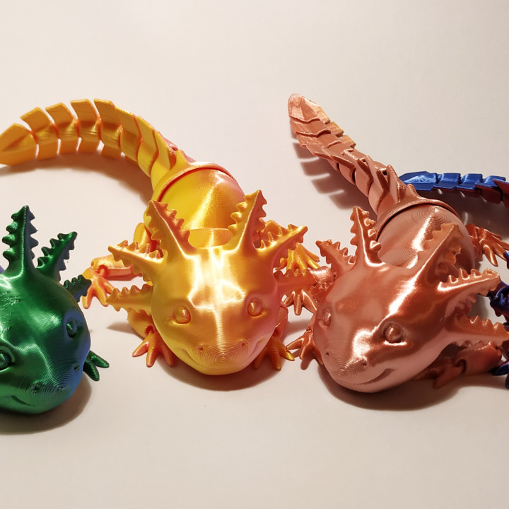 3D Print of Adorable Articulated Axolotl, Print-In-Place Body, Snap-Fit ...