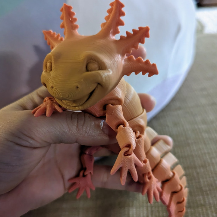 3D Print of Adorable Articulated Axolotl, Print-In-Place Body, Snap-Fit ...