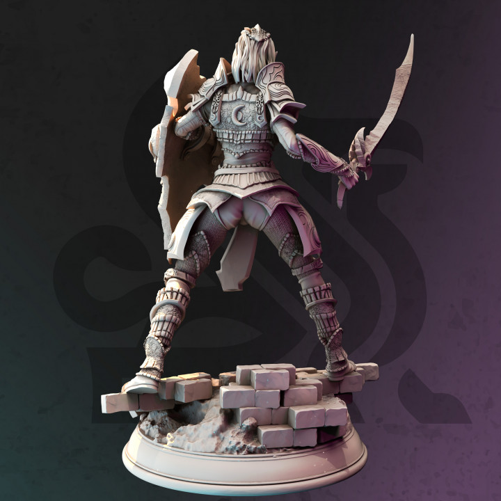 3D Printable Drow Moon Paladin - Mrina Reloth by DM Stash