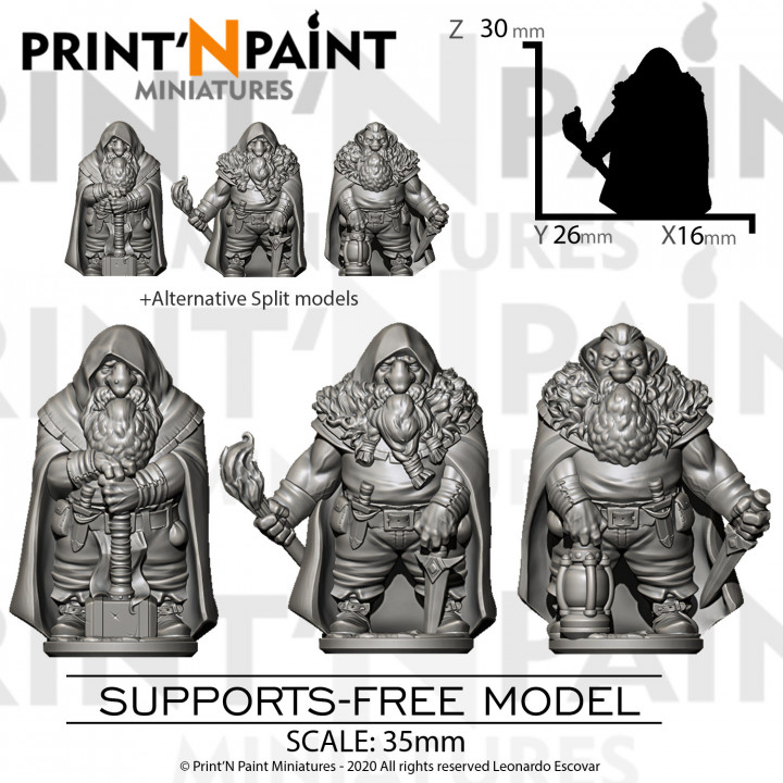 3D Printable 3 Dwarf Explorers by Leonardo Escovar