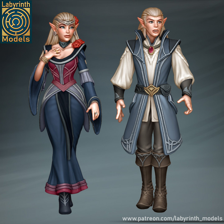 3D Printable Radiant Elf Citizens - 32mm scale by Labyrinth Models