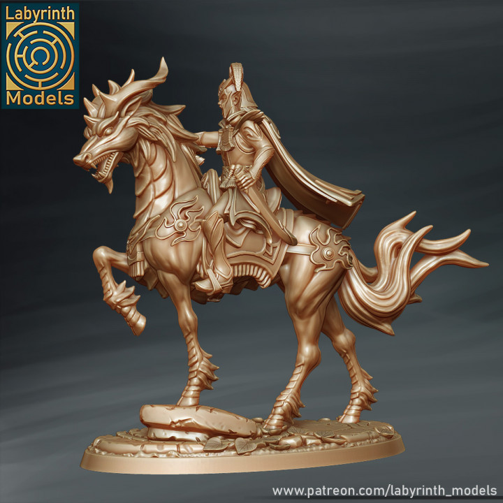 3D Printable Radiant Elf Prince and Kirin - 32mm scale by Labyrinth Models