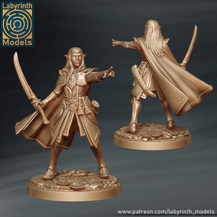 3D Printable Radiant Elf Prince and Kirin - 32mm scale by Labyrinth Models