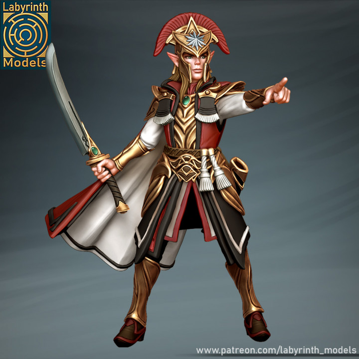 3D Printable Radiant Elf Prince and Kirin - 32mm scale by Labyrinth Models