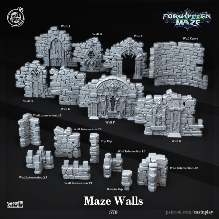 3D Printable Maze Walls (Pre-Supported) by Cast n Play