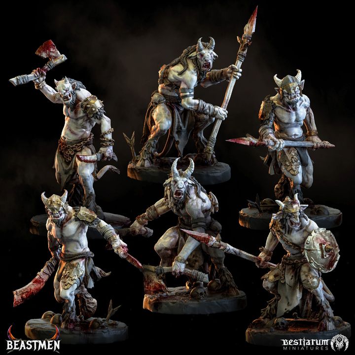 3D Printable Beastmen Part 1: Collection | Beastmen by Bestiarum Miniatures