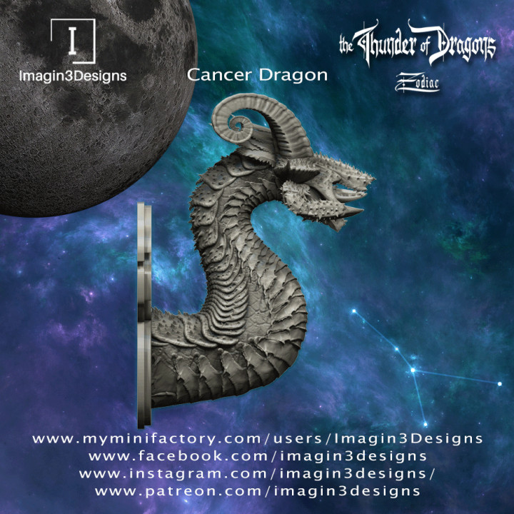 3D Printable Cancer Zodiac Dragon by Imagin3Designs