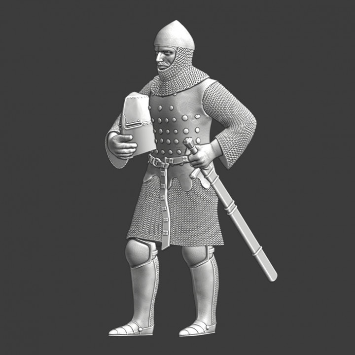 3D Printable Medieval knight relaxing with helmet in arm by Northern ...