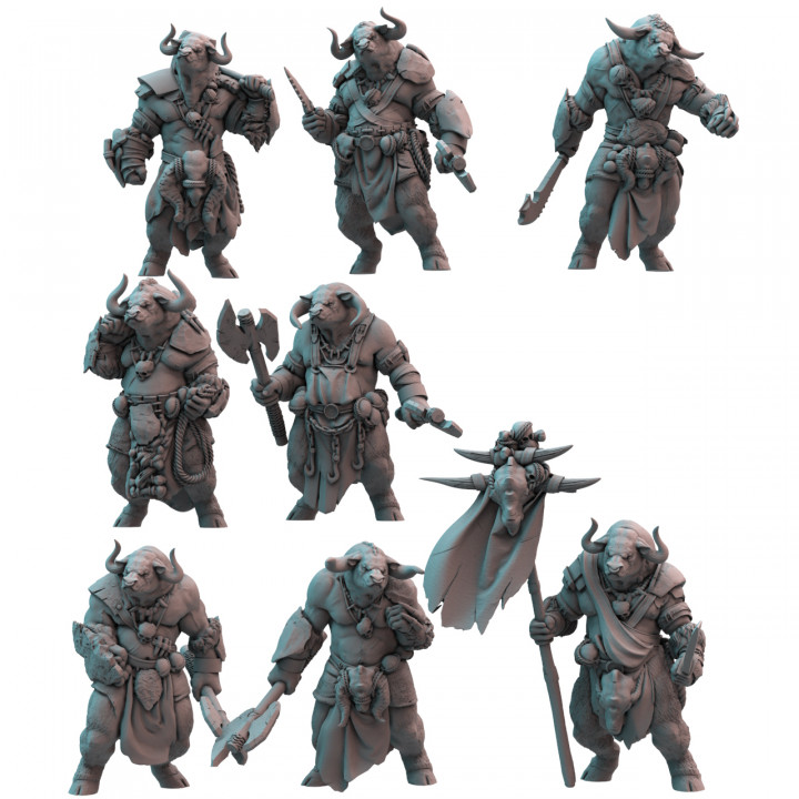 3D Printable Bull Ogre Squad (pre-supported) by Blue Giant Studios