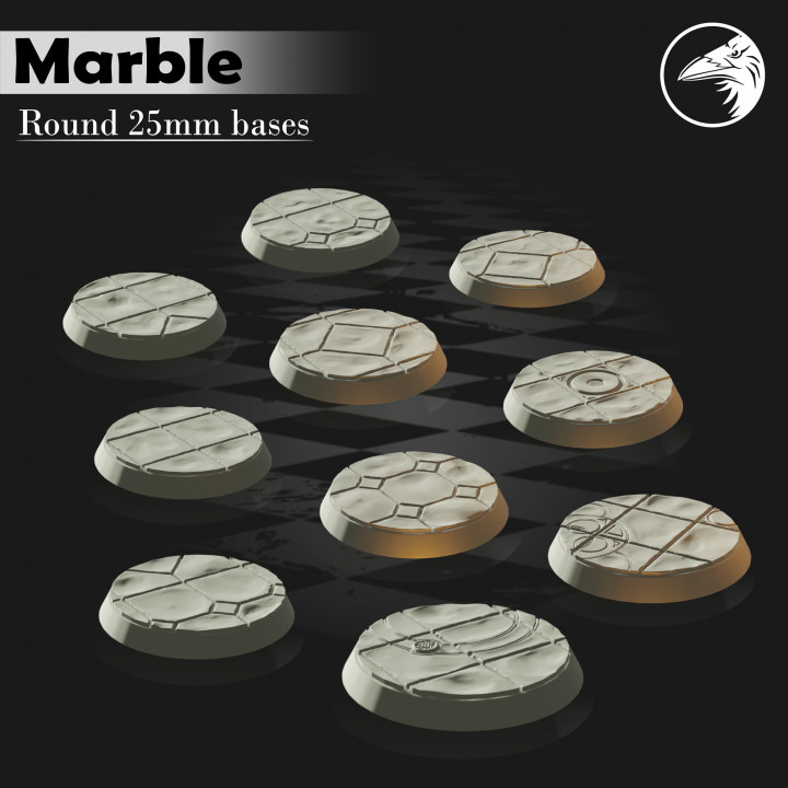 3D Printable Marble 25mm bases by RavenCrowe Minis