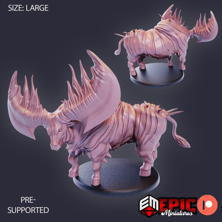 3D Printable Epic Bull Set / Bulky Horned Load Animal / Tamed Longhorn ...