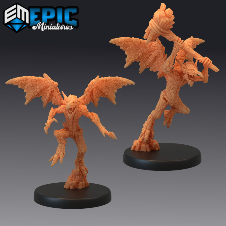 3D Printable Earth Mephit Set / Evil Mine Imp / Winged Humanoid ...