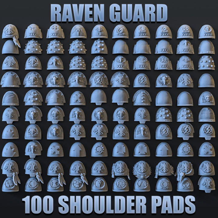 3D Printable 100 SHOULDER PADS (RAVEN GUARD) by MDM factory