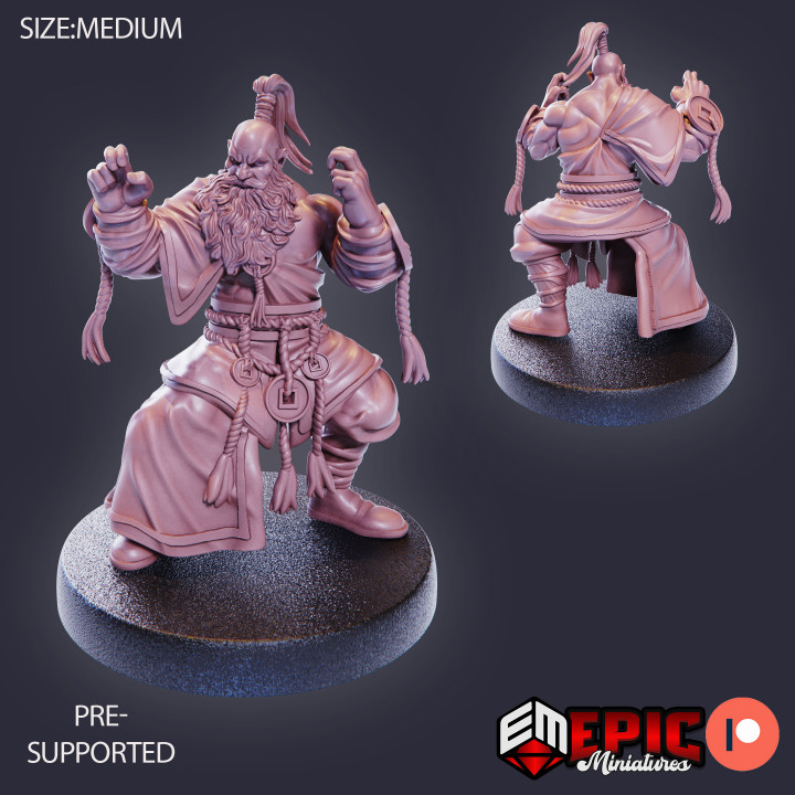 3D Printable Half Dwarf Monk Set / Mystical Old Fighter / Dwarven Warrior / Male Mountain ...
