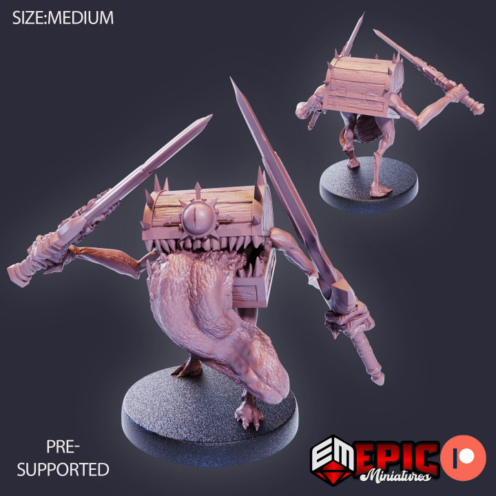 3D Printable Chest Mimic Set / Treasure Monster / Shapechanger ...
