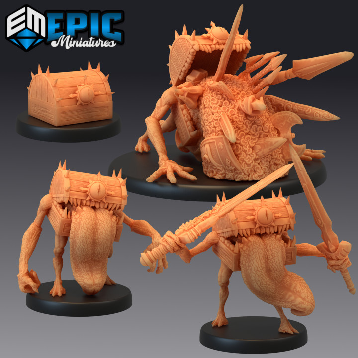 3D Printable Chest Mimic Set / Treasure Monster / Shapechanger ...