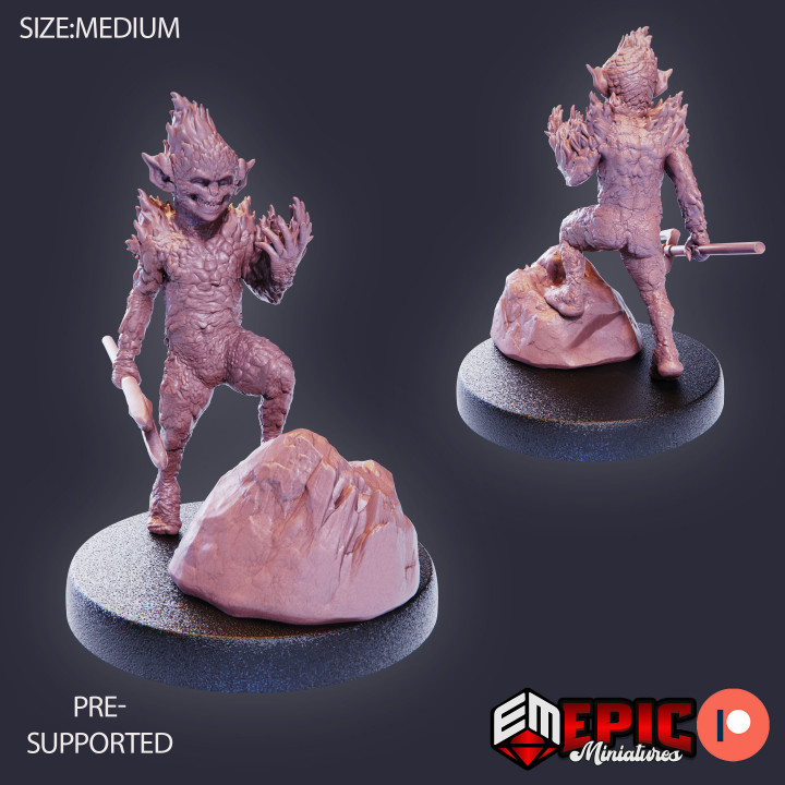 3D Printable Magmin Spear / Fire Elemental Creature / Magma Lava ...