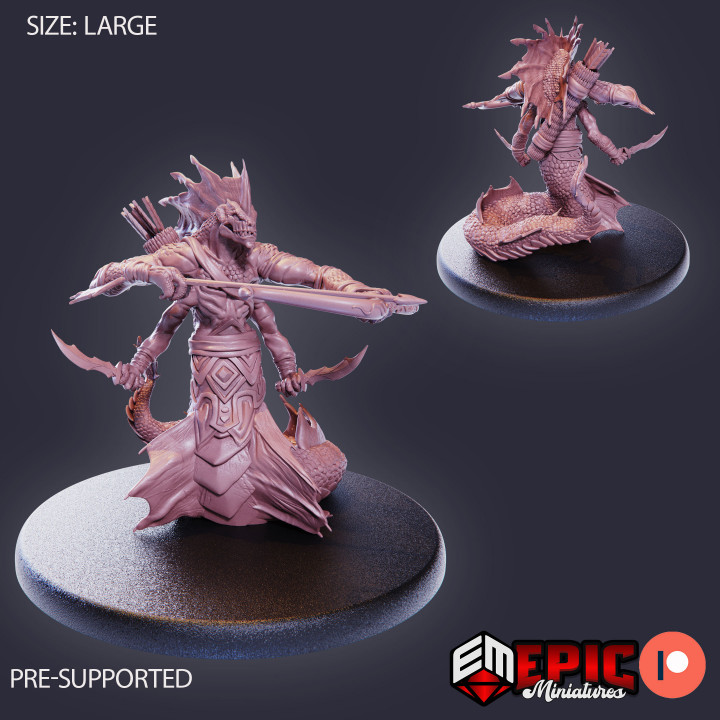 3D Printable Marsh Naga Archer / Swamp Creature / Reptile Folk Soldier ...