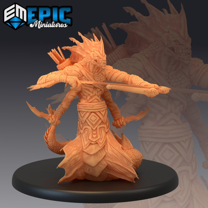 3D Printable Marsh Naga Archer / Swamp Creature / Reptile Folk Soldier ...