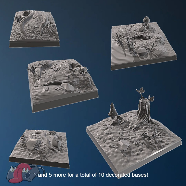 3D Printable 10 square fairy forest bases by Feed My 3dPrinter