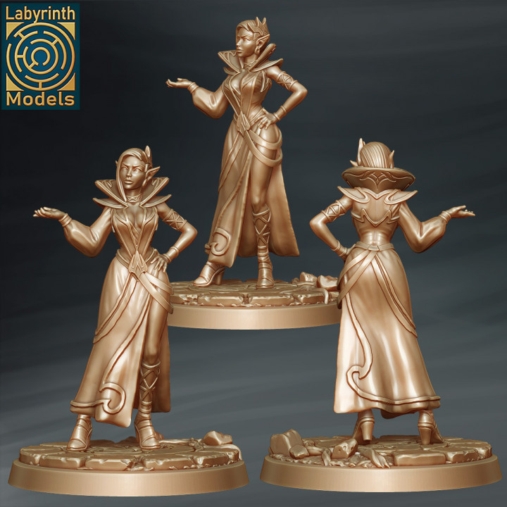 3D Printable Dark Elf Citizens Collection - 32mm scale by Labyrinth Models