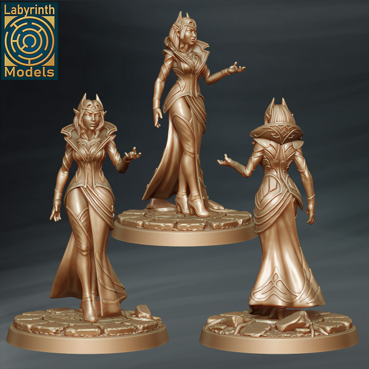 3D Printable Dark Elf Citizens Collection - 32mm scale by Labyrinth Models