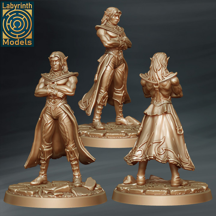 3D Printable Dark Elf Citizens Collection - 32mm scale by Labyrinth Models