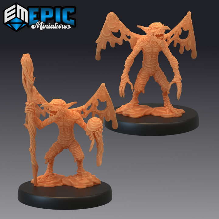 3D Printable Mud Mephit Set / Evil Swamp Imp / Winged Humanoid ...