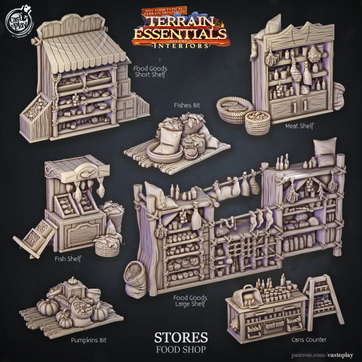 3D Printable Stores Set (Pre-Supported) - Terrain by Cast n Play