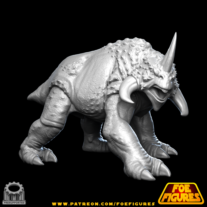 3D Printable Space Rhino (males) by Foe Figures