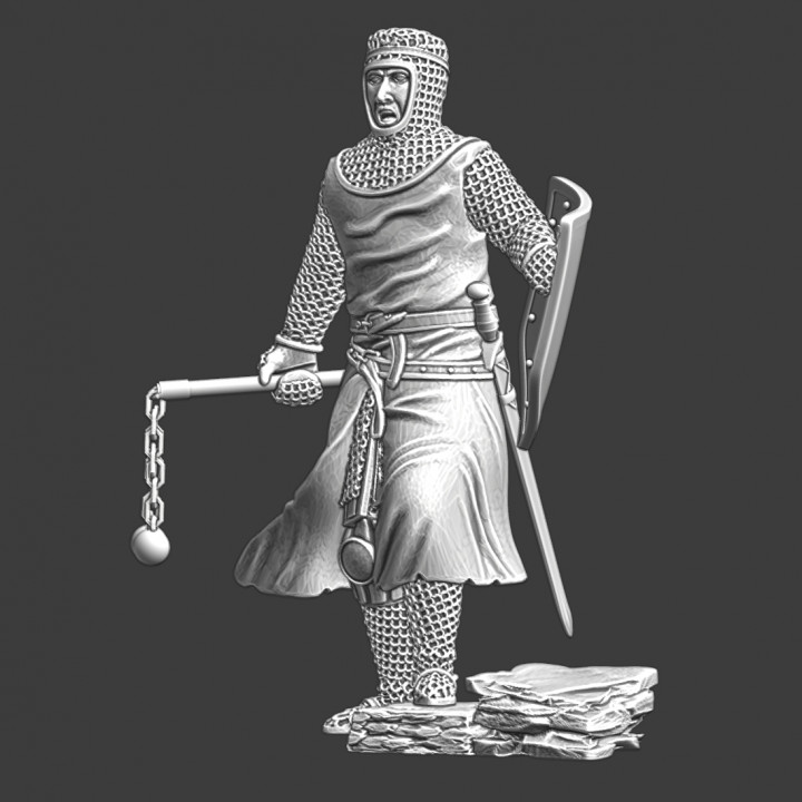 3D Printable Medieval knight with flail by Northern Crusades Miniatures