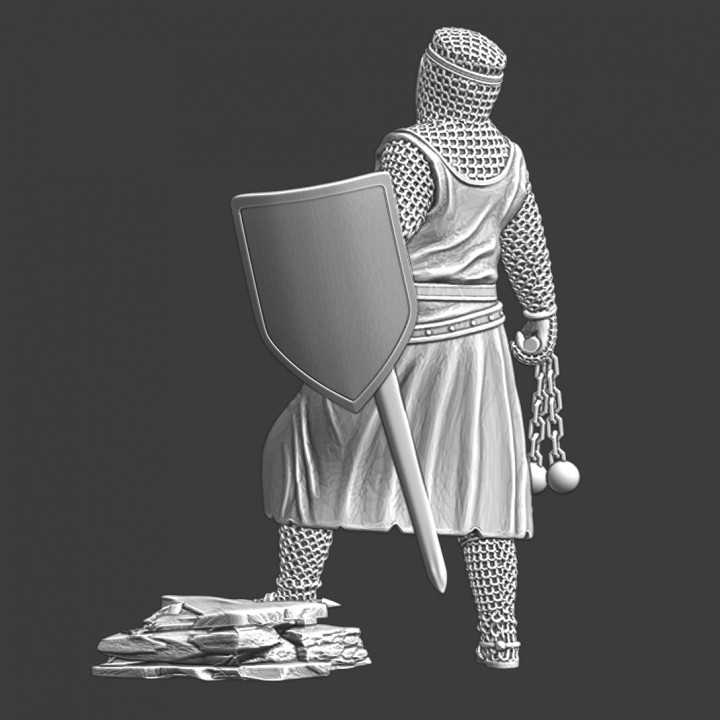 3D Printable Medieval knight with flail by Northern Crusades Miniatures