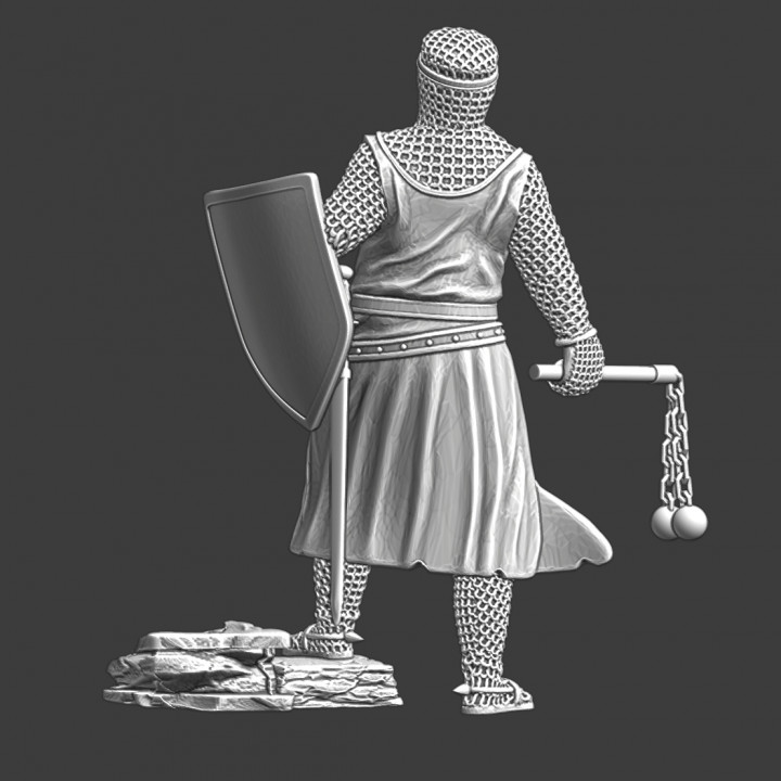 3D Printable Medieval knight with flail by Northern Crusades Miniatures