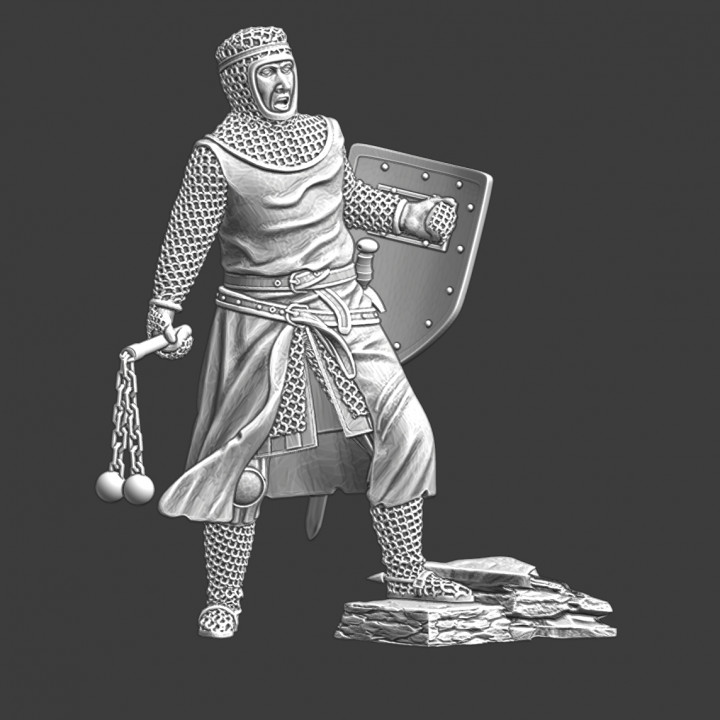 3D Printable Medieval knight with flail by Northern Crusades Miniatures