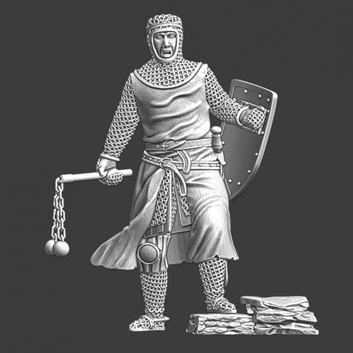 3D Printable Medieval knight with flail by Northern Crusades Miniatures
