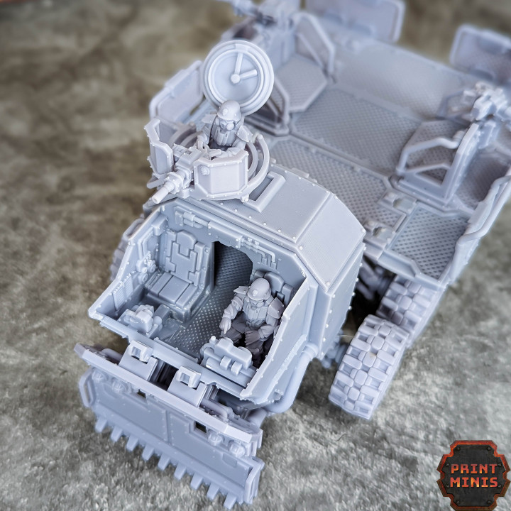 3D Printable Colossus Cab Crew x3 and Gunner by Print Minis