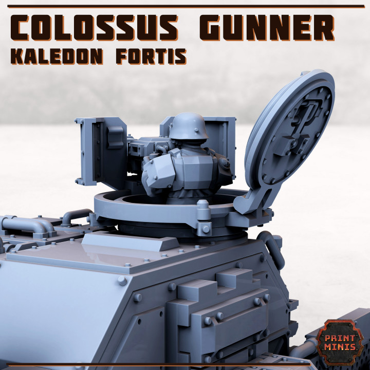 3D Printable Colossus Cab Crew x3 and Gunner by Print Minis