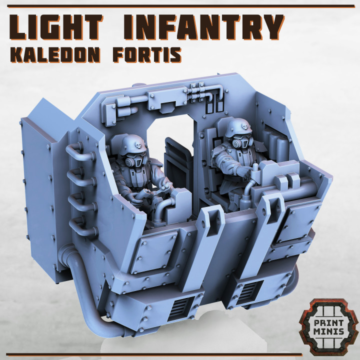 3D Printable Colossus Cab Crew x3 and Gunner by Print Minis