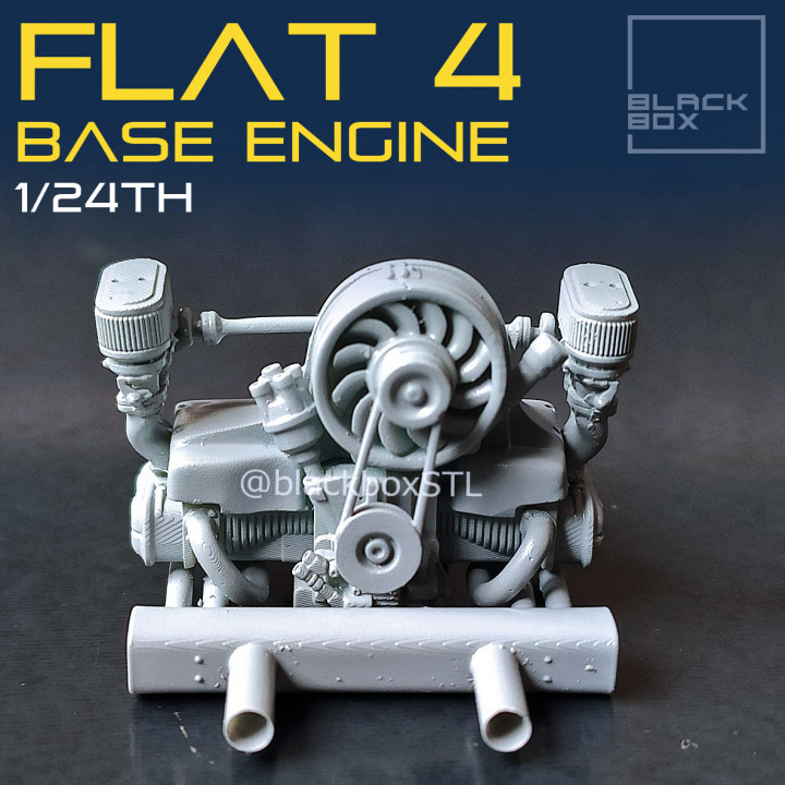 3D Printable Flat Four BASE ENGINE 1-24th for modelkits and diecast by ...