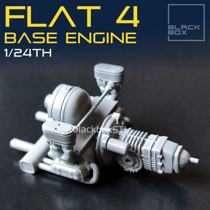 3D Printable Flat Four BASE ENGINE 1-24th for modelkits and diecast by ...