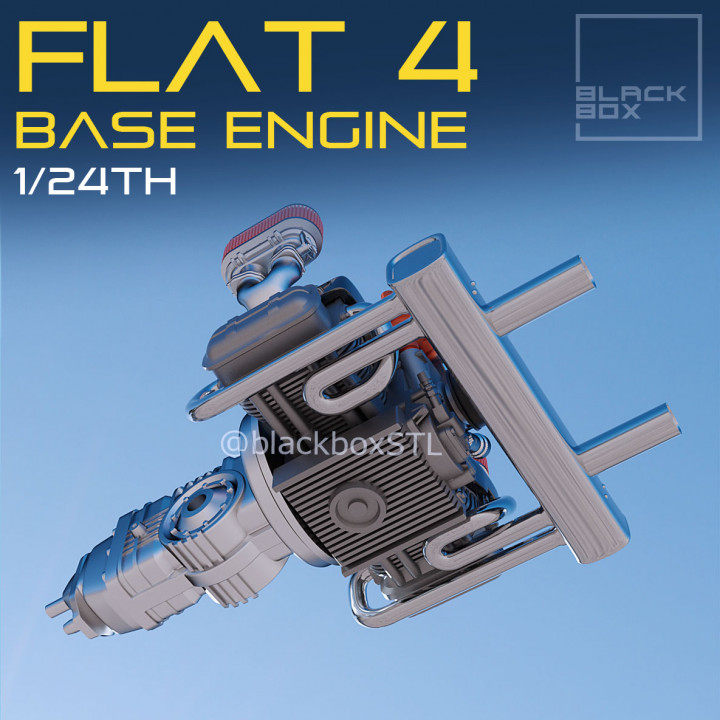 3D Printable Flat Four BASE ENGINE 1-24th for modelkits and diecast by ...