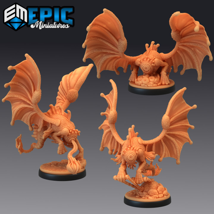 3D Printable Dream Spawn Set / Evil Winged Observer / Flying Eye Watcher / Dreamland Encounter ...