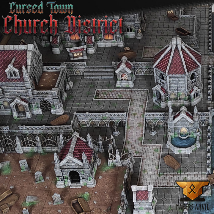 3D Printable Cursed Town - Church District Core Set by Makers Anvil