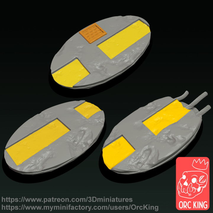 3D Printable Urban Oval 75mm Bases by Orc King Studio