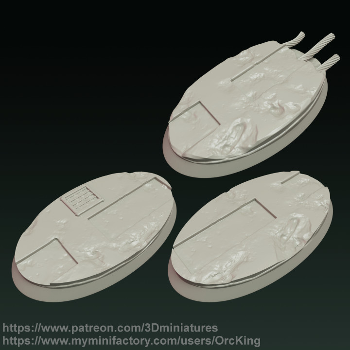 3D Printable Urban Oval 75mm Bases by Orc King Studio
