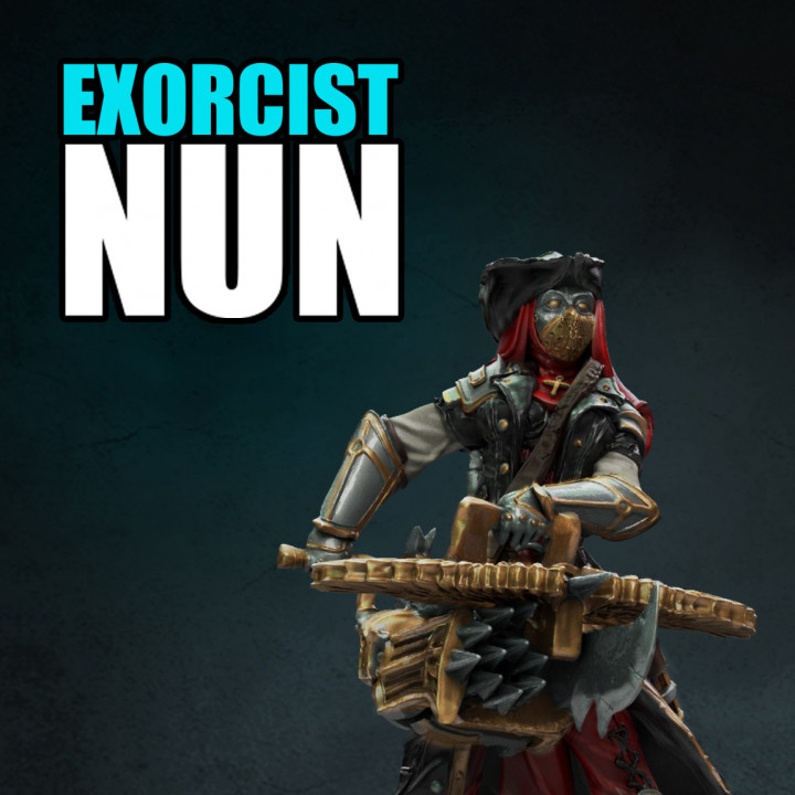 3D Printable UNDEAD MONASTERY EXORCIST NUN by Necropunks Miniatures