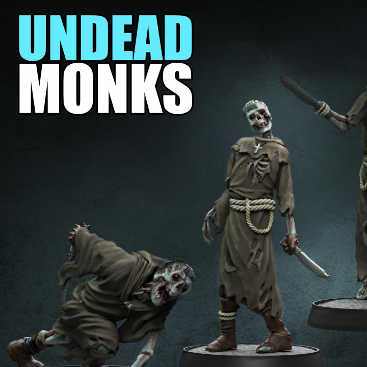 3D Printable CHARACTERS SET - UNDEAD MONASTERY - MONKS by Necropunks ...