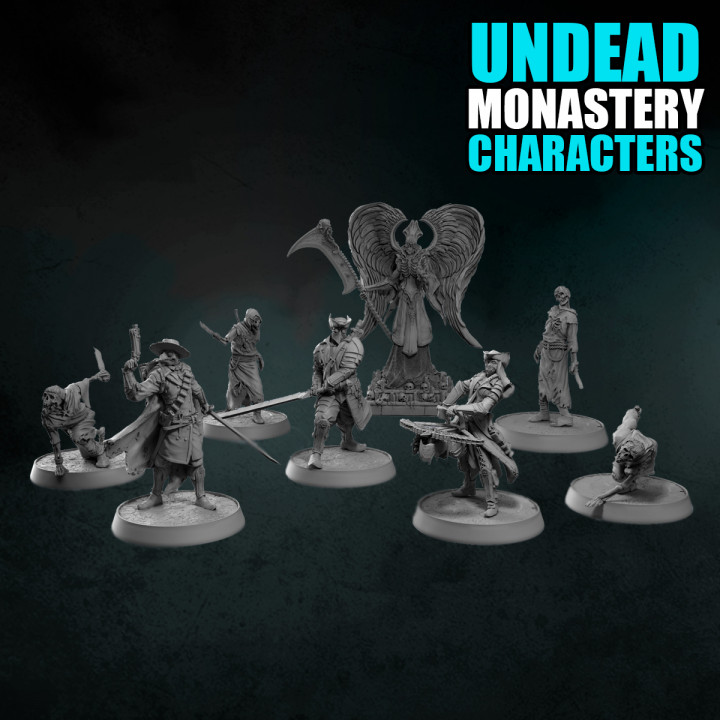 3D Printable CHARACTERS - UNDEAD MONASTERY by Necropunks Miniatures