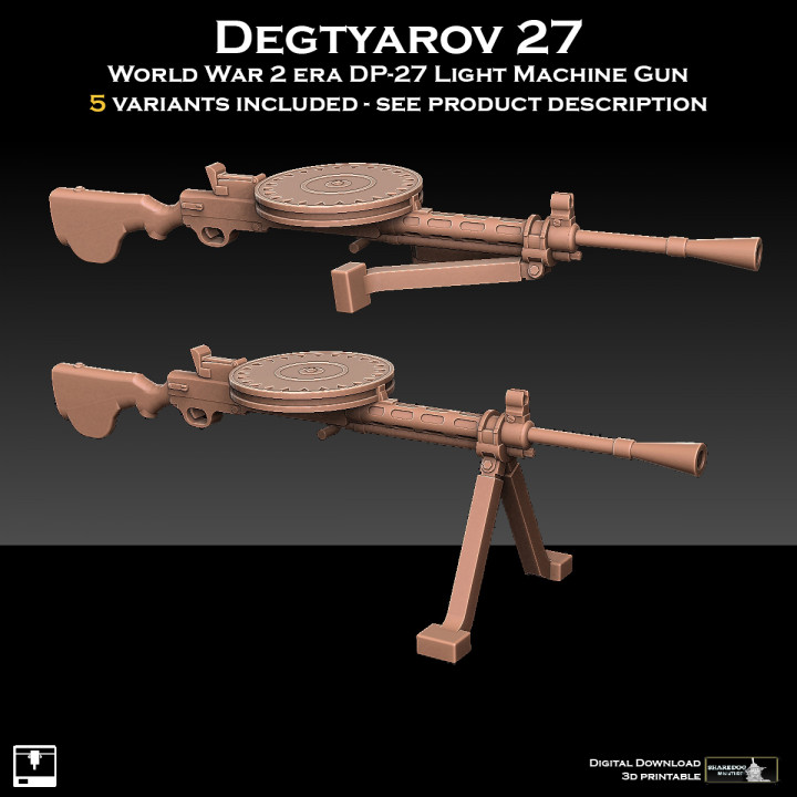 3D Printable Degtyarov DP-27 Light Machine Gun by Sharedog Miniatures