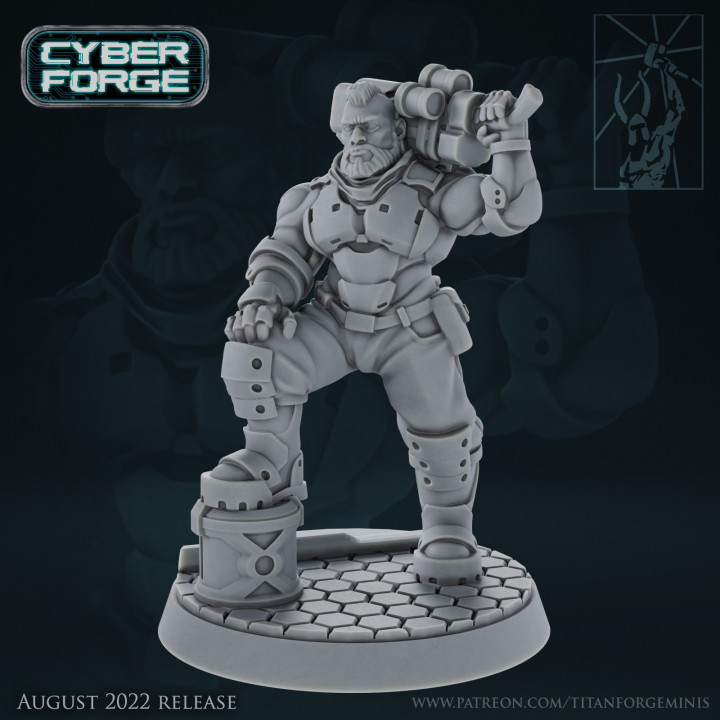 3D Printable Cyber Forge B Team Mr Pain by Titan Forge Miniatures